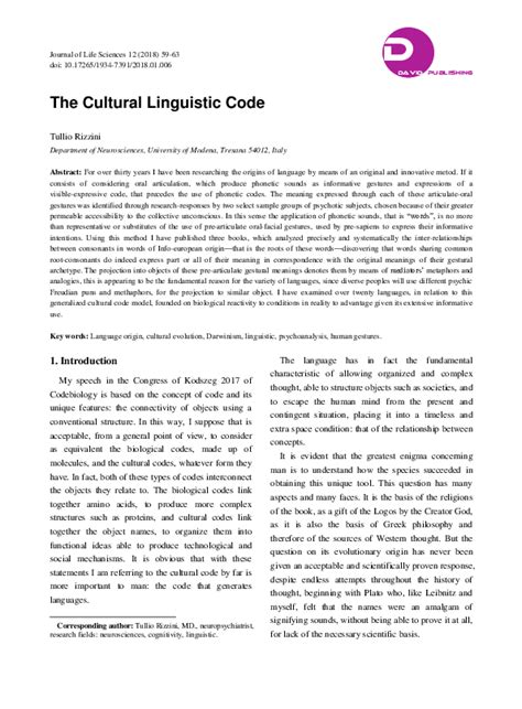 Pdf The Cultural Linguistic Code
