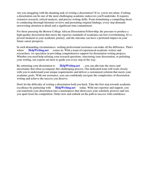 Boston College African Dissertation Fellowship Pdf Thesis Doctor