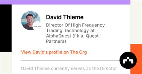 David Thieme Director Of High Frequency Trading Technology At