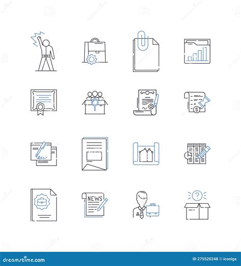 Record Processing Line Icons Collection Sorting Indexing Inputting