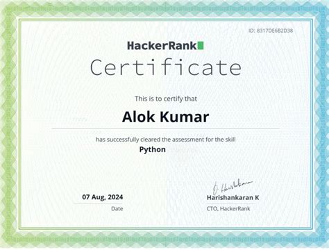 I Earned A Hackerrank Python Certificate Alok Kumar Posted On The Topic Linkedin