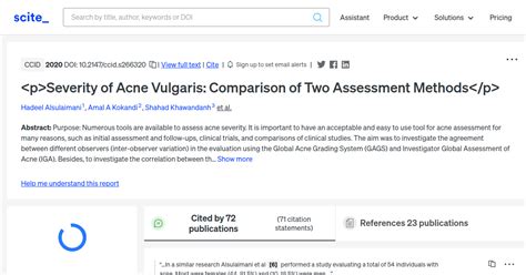 [citation Report] Severity Of Acne Vulgaris Comparison Of Two Assessment Methods