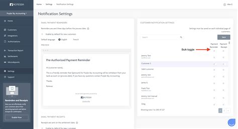 Customer Notification Configuration