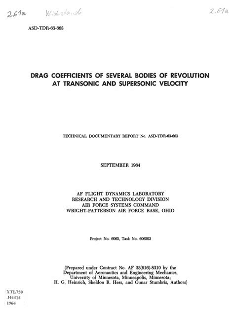 Drag Coefficients Of Several Bodies Of Revolution At Transonic And