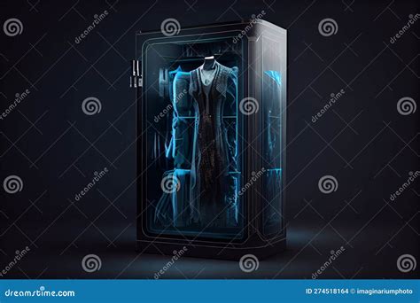 Modern Wardrobe With Neon Illumination Concept Futuristic Digital