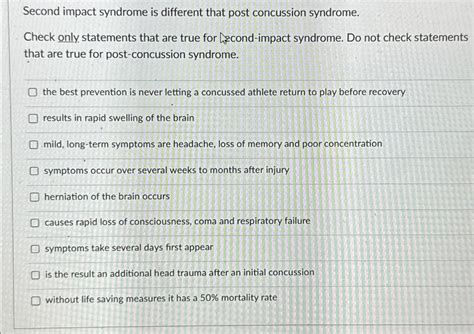 Solved Second Impact Syndrome Is Different That Post