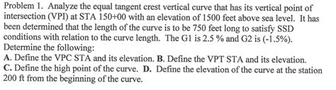 solved problem 1 analyze the equal tangent crest vertical
