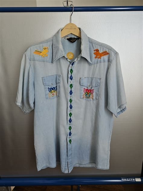 Rare Vintage Sears Western Wear Shirt Embroidered Red Gem
