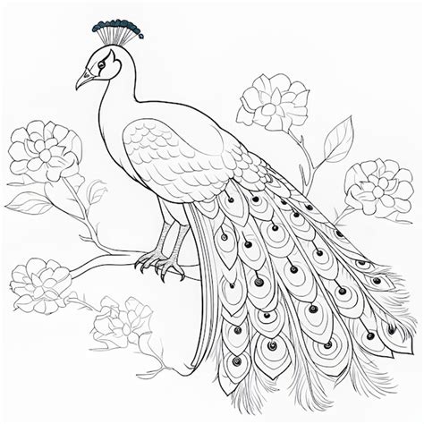 Premium Photo Simple Peacock Coloring Pages Delightful Line Drawings