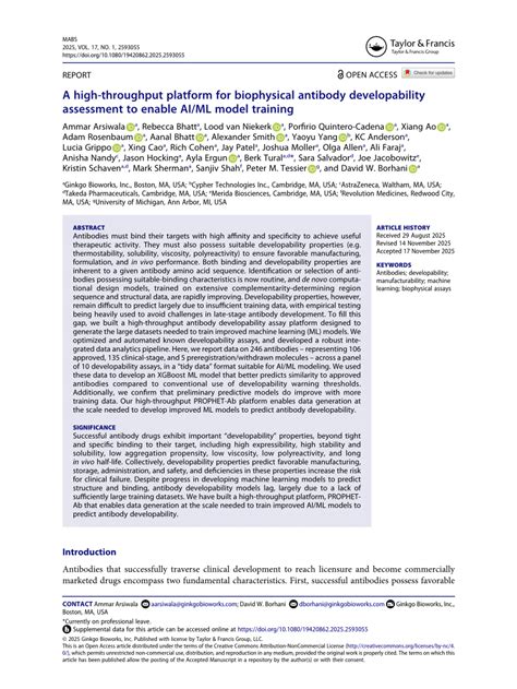 Pdf A High Throughput Platform For Biophysical Antibody