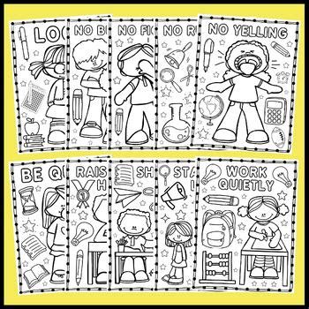 Back To School Coloring Pages Bundle For Inspiring Classroom Rules