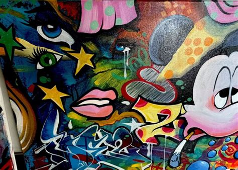 Original Street Art Mickey Mouse On Lsd” By Joe X2 Signed On Canvas Beverly Hills Swap Meet