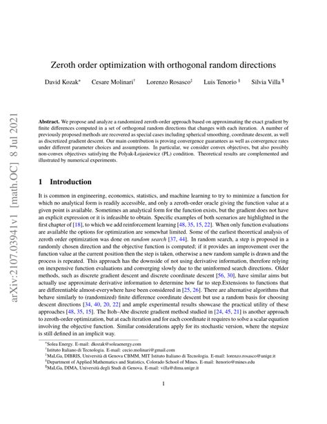 Pdf Zeroth Order Optimization With Orthogonal Random Directions