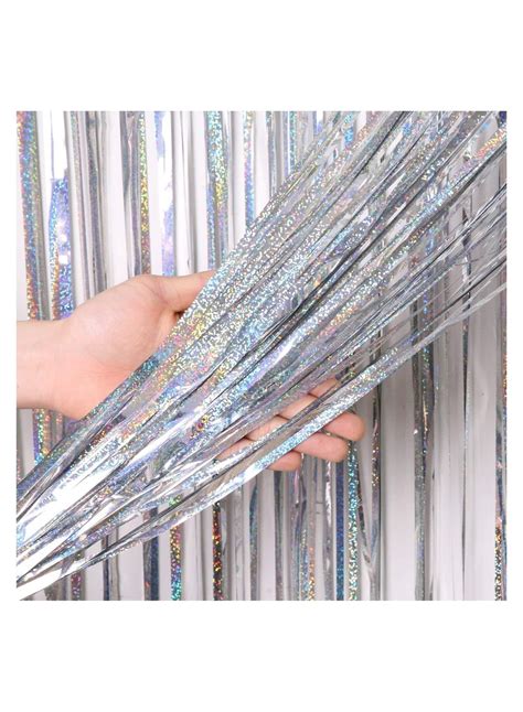Generic Perfect Party Supplies Silver Metallic Foil Fringe Curtains