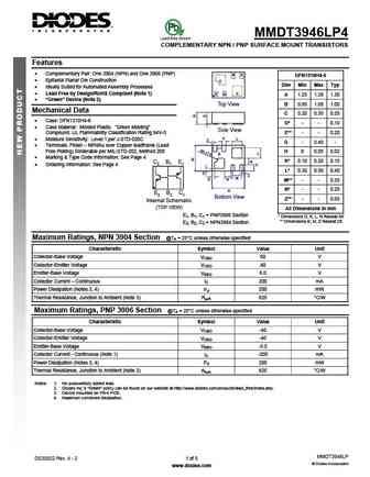 Mmdt3946dw Datasheet Pdf And Replacements Transistor Equivalent Finder