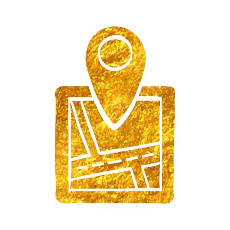 Premium Vector Hand Drawn Pin Location Map Icon In Gold Foil Texture