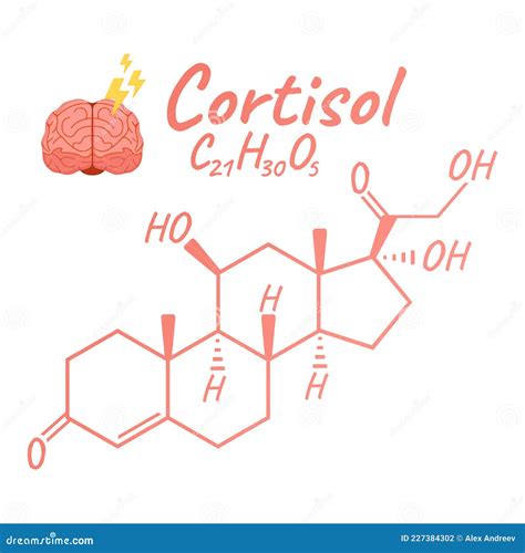 Human Hormone Cortisol Concept Chemical Skeletal Formula Icon Label