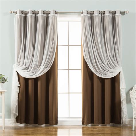 Best Home Fashion Mix And Match Tulle Sheer Lace Blackout Curtain Set