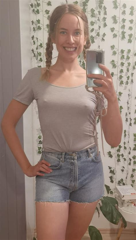 Brunette In Nice Blouse Showing Pokies Rpokies