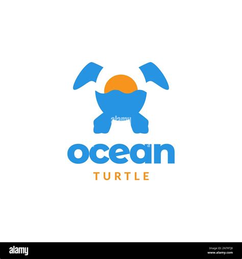 Ocean Turtle Sunset Flat Modern Rescue Save Future Logo Design Vector