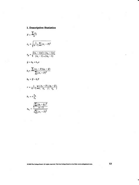 Ap Statistics Formula Sheet 2024 Pdf Evaluation Methods Statistics