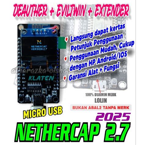 Jual Nodemcu Mini Oled Nethercap 27 Full Versi Bukan Trial Micro Usb Shopee Indonesia