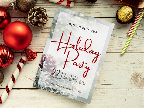Editable Holiday Party Invitation Template Printable Christmas Invite