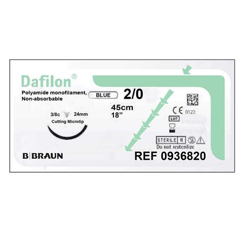 Dafilon B Braun Blue 2 0 Cutting Needle 24mm 3 8c 75cm Length Medica100