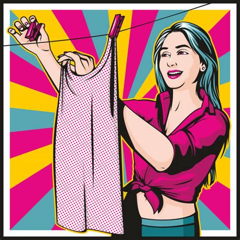 Woman Hanging Laundry Illustrations Royalty Free Vector Graphics