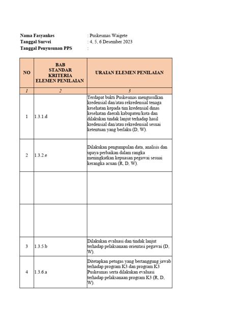 Form Pps Akreditasi Puskesmas Waigete Pdf