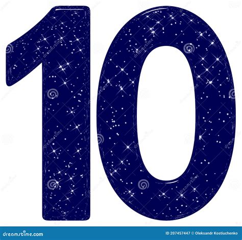 Numeral Ten One Zero Star Sky Texture Imitation Isolated On White Background D Render