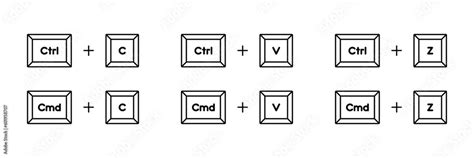 Keyboard Buttons For Copy Paste Cut Past Shortcuts Vector Icon Set Ctrl C Ctrl V Ctrl Z
