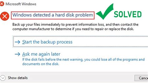 Microsoft Windows Detected A Hard Disk Problem Error Fixed YouTube
