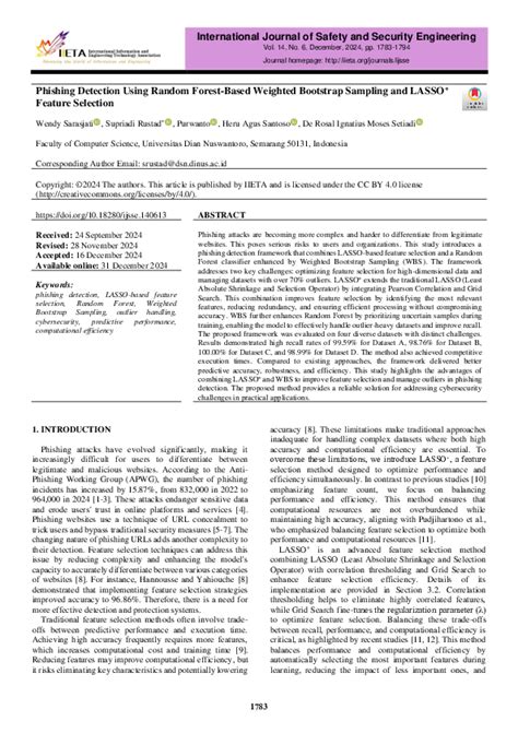 Pdf Phishing Detection Using Random Forest Based Weighted Bootstrap Sampling And Lasso