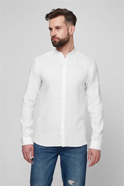 Мужская белая льняная рубашка HUGO 50450761;199 — MD-Fashion