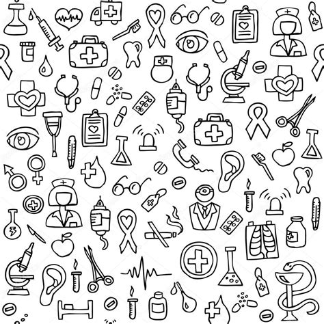 Hand Drawn Medical Seamless Pattern Stock Vector By ©marina Mandarina 95152354