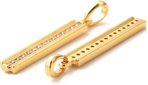 1 Pc 1pcs Rectangle Pendants Brass Micro Pave Clear Cubic Zirconia