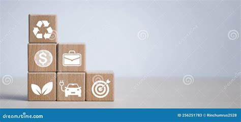 Wooden Block Cube With Energy Worker Interface Sustainable Development With Renewable Energy