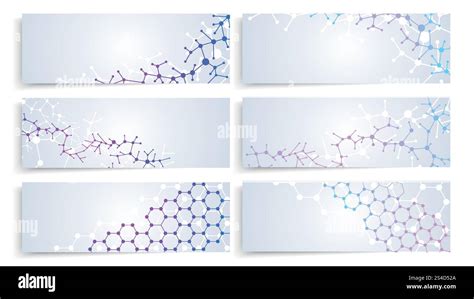 Dna Molecule Structure Brain Cells Connection Vector Chemistry Medical Banners Set Of Card