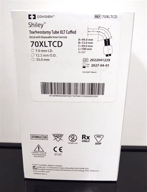 New Covidien 70xltcd Shiley Tracheostomy Tube Xlt Cuffed Distal With