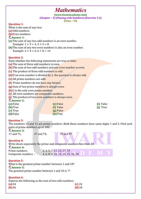 NCERT Solutions For Class 6 Maths Chapter 3 Exercise 3 2