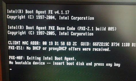 error no bootable device