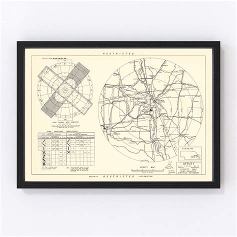 Vintage Map Of The Offutt Air Force Base Vicinity 1952 By Teds