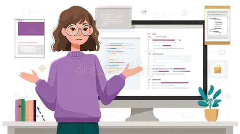 Engaging Teacher Avatar Leading An Interactive Coding Tutorial In A Digital Workspace Filled