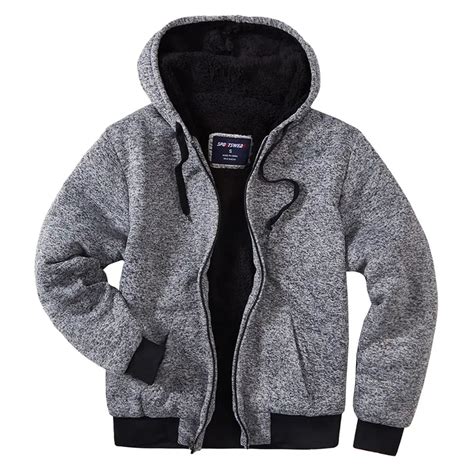 Mens Zip Up Fleece Hoodie Sherpa Lined Hoodies Leehanton