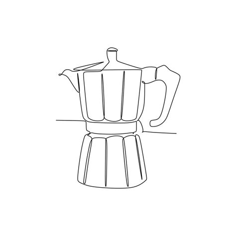 Cafetera Moka Pot Dibujo De Una Línea Continua Ilustración Vectorial