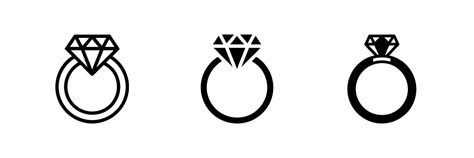 Set Of Diamond Ring Icons For Wedding Or Jewelry Projects Scalable And