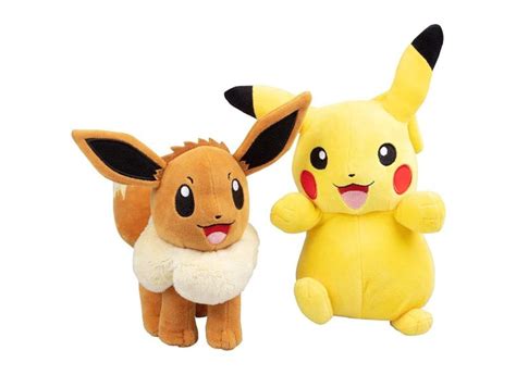 Pokémon Eevee E Pikachu 2 Pack Pelúcia Animais Recheados 8 Polegadas Em