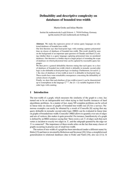 Pdf Definability And Descriptive Complexity On Databases Of Bounded