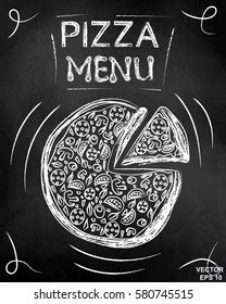 Pizza Food Vector Flat Illustration Chalk Stock Vector Royalty Free